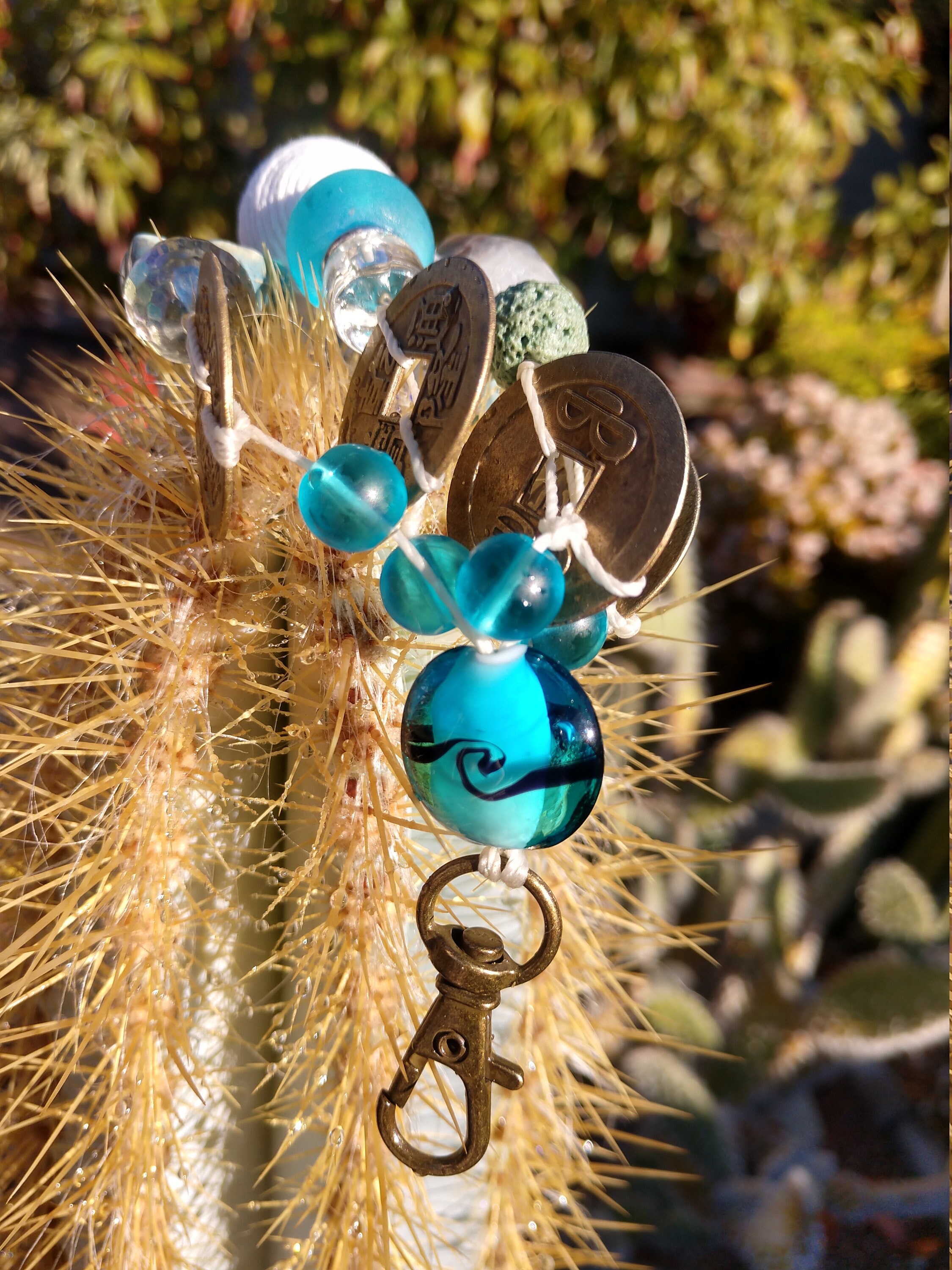 Suncatcher Door Hanger or Keychain in Blues and Greens with | Etsy