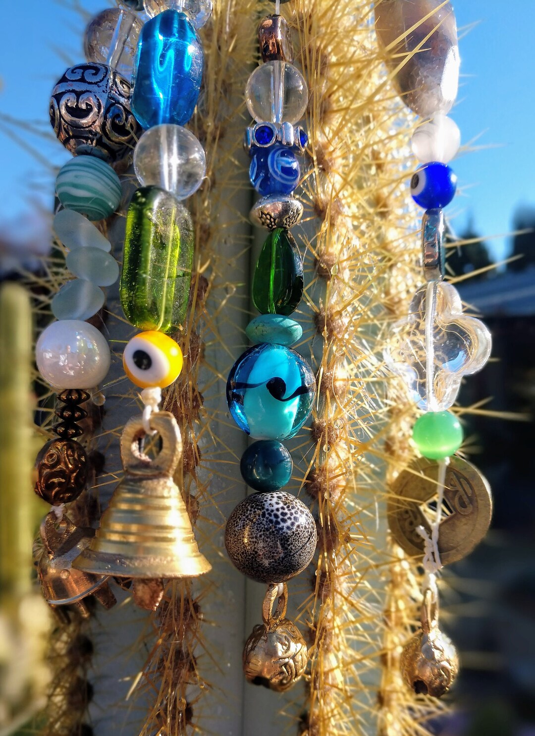 Suncatcher, Door Hanger or Keychain in Blues and Greens With Evil Eye ...