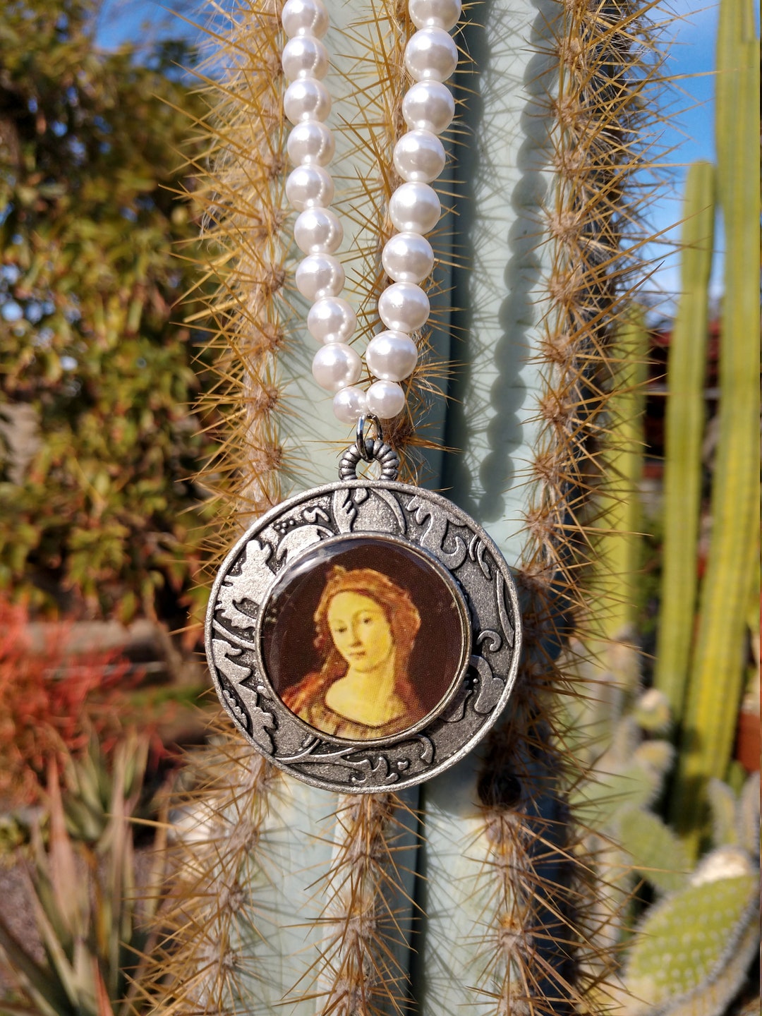 Classical Goddess of Spring, la Primavera Vintage Look Pendant on Faux ...