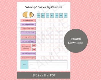 Guinea Pig Care Planner: Pink Weekly and Daily Checklist (digital ...