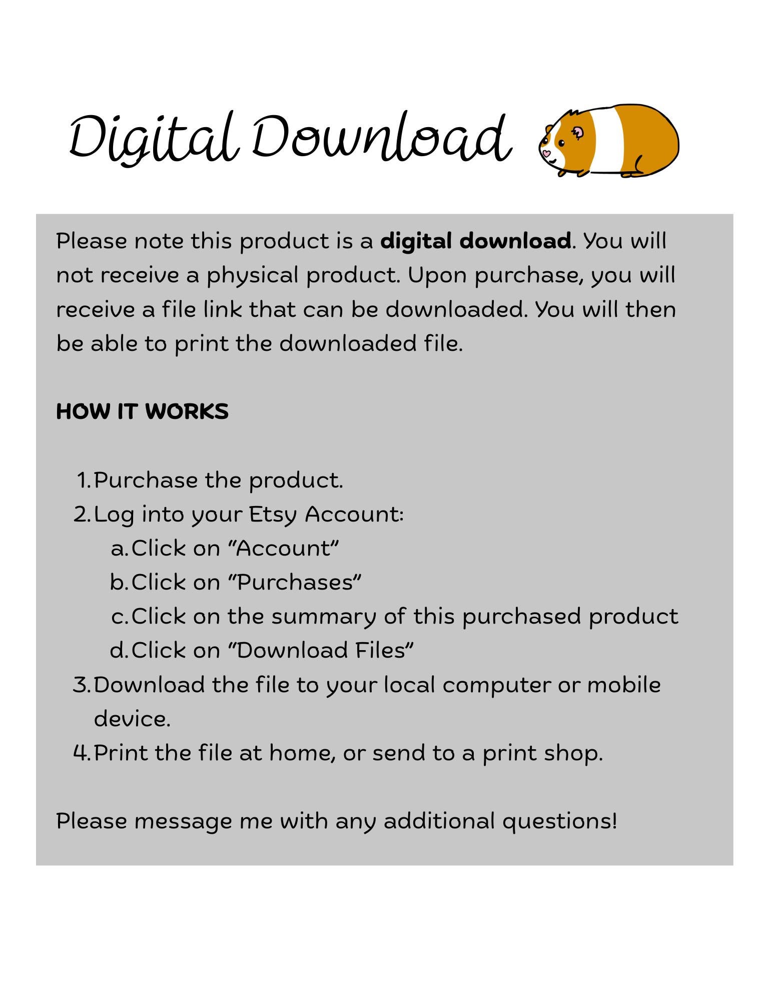 Weekly Guinea Pig Checklist Care Planner - Grey/neutral Guinea Pig ...