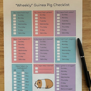 Guinea Pig Care Planner: Pink Weekly and Daily Checklist (digital ...