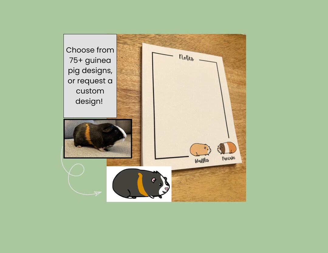 Custom Guinea Pig Notepad: Personalized Pet Portrait Stationery ...
