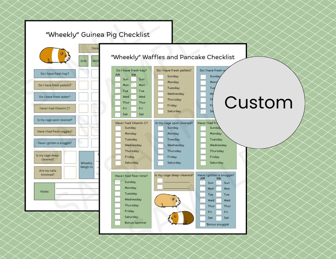 Customizable Guinea Pig Care Planner: Weekly ("wheekly") and Daily ...