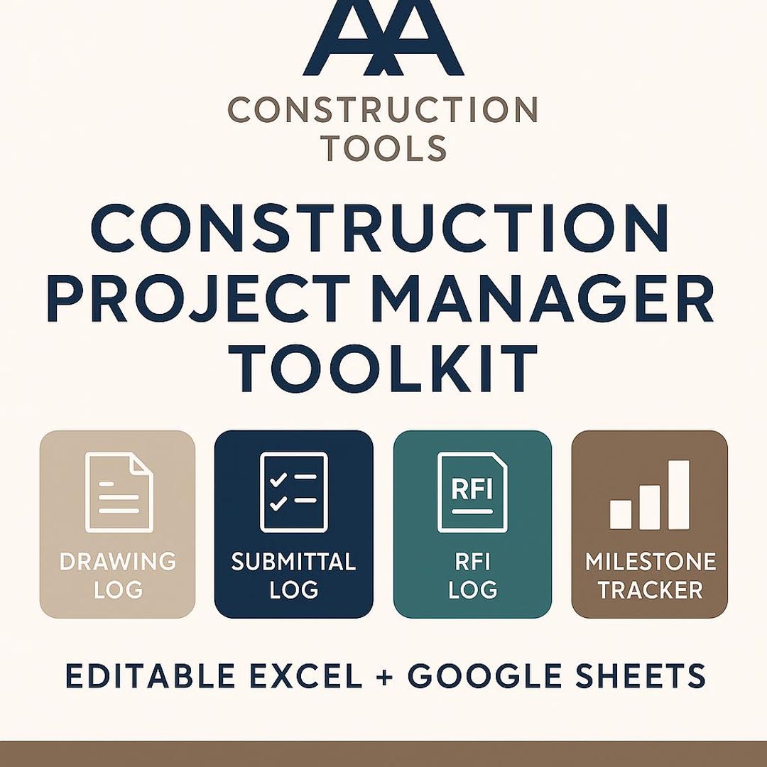 Construction Project Manager Toolkit | Editable Excel + Google Sheets ...