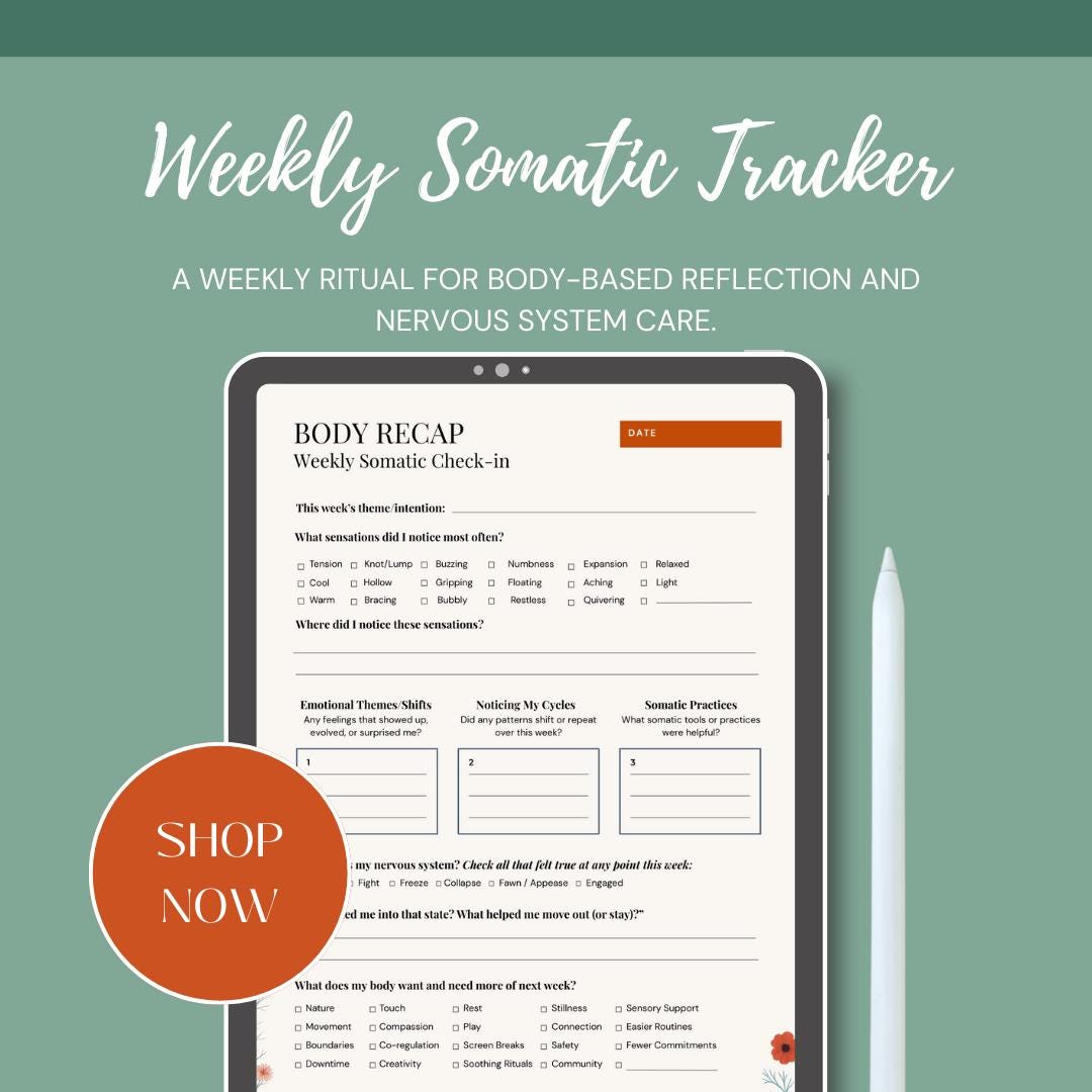 Weekly Somatic Tracker | Printable Nervous System Check-in | Weekly ...
