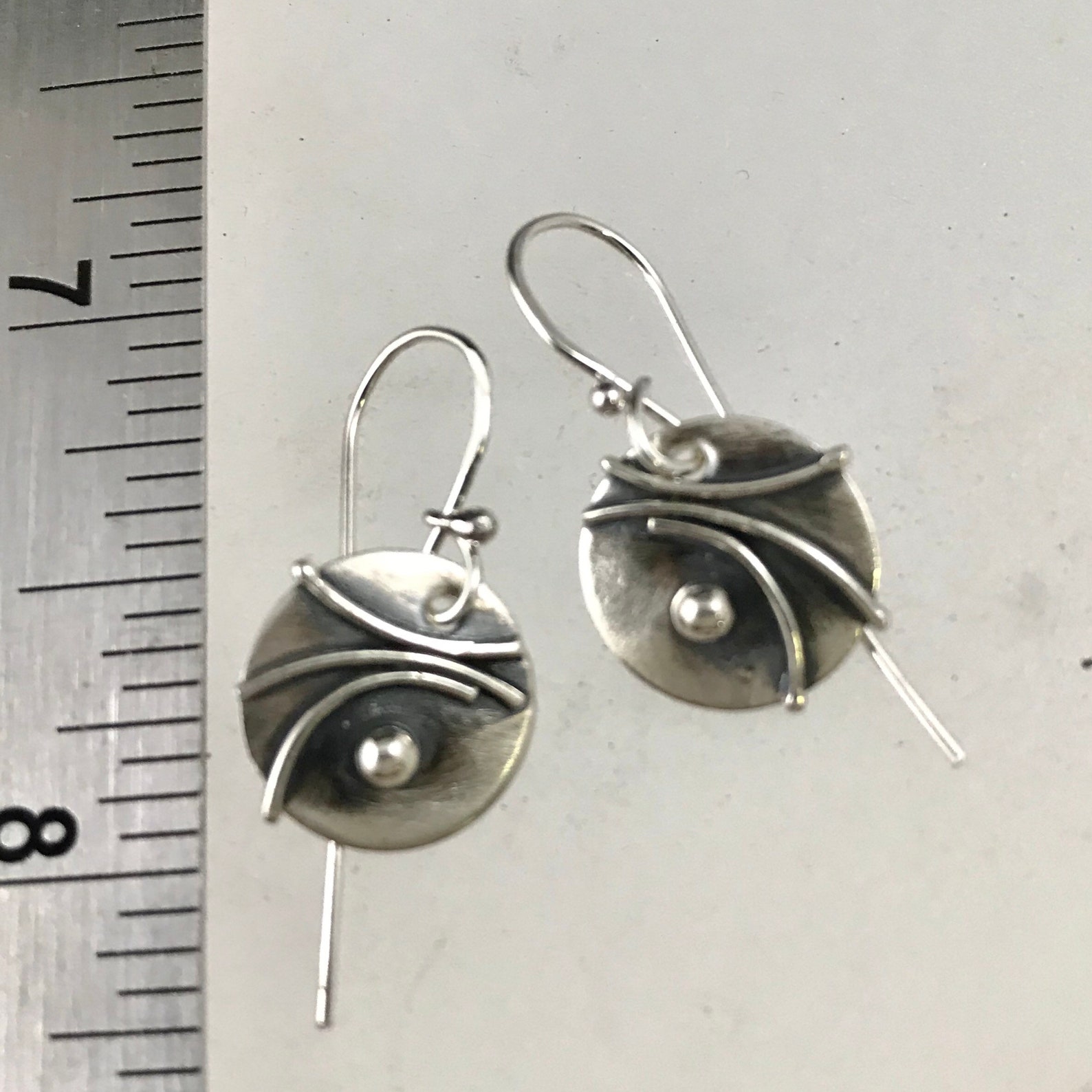 Circle Earrings Sterling Silver Earrings Domed Circles - Etsy