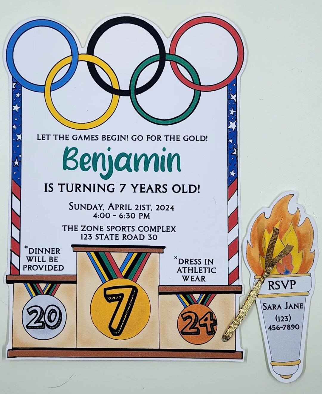 10 Olympic Birthday Party Invitations Sports Games-personalized Printed ...