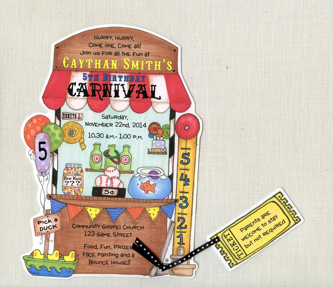 40 Carnival Birthday Party Invitations Circus Festival Fun Fair Red ...