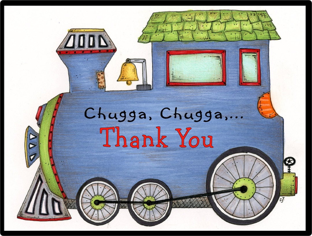 Train Thank You Cards Personalize Orignial Artwork Sara Jane Set of 15 ...