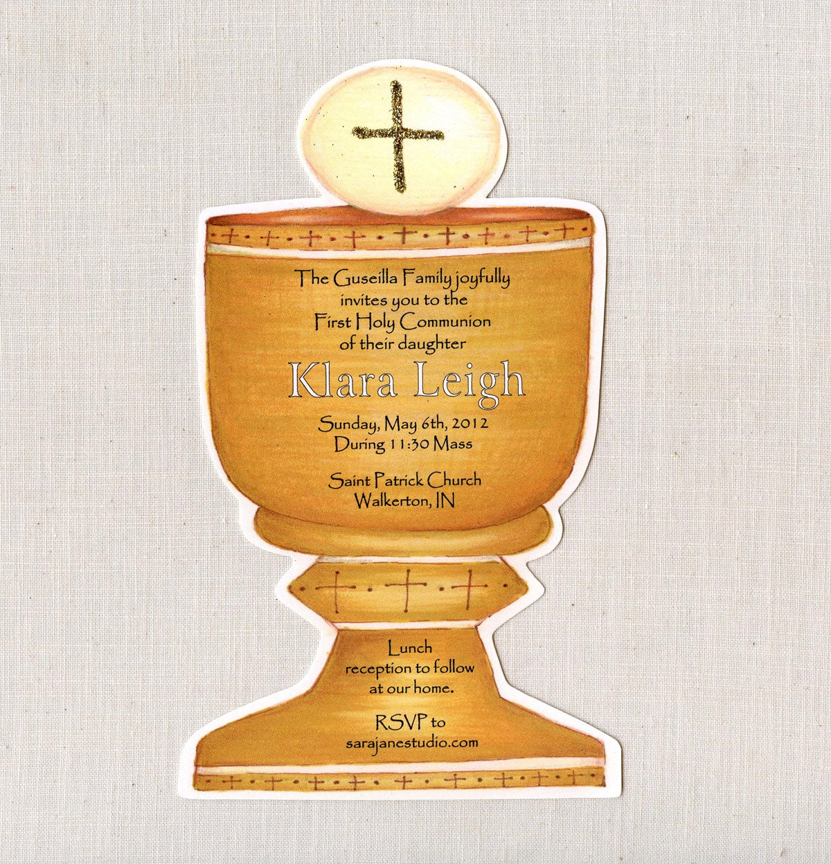 20 Gold Holy Chalice First Communion Invitations 5x7 | Etsy