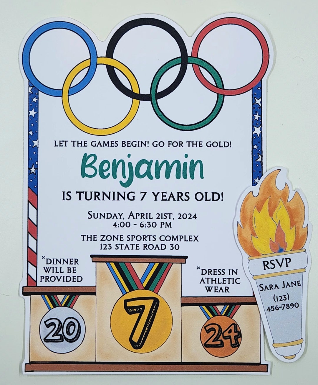 5 Olympic Birthday Party Invitations Sports Games-personalized Printed ...