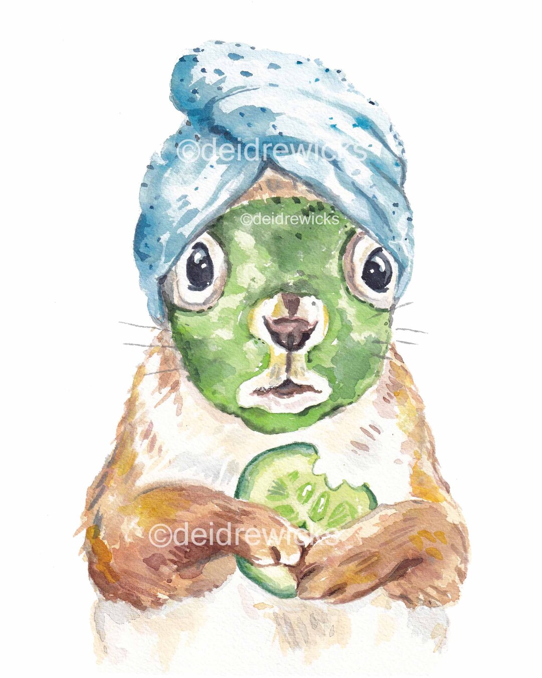 Spa Squirrel Watercolour PRINT - Archival Fine Art Print of a Squirrel ...
