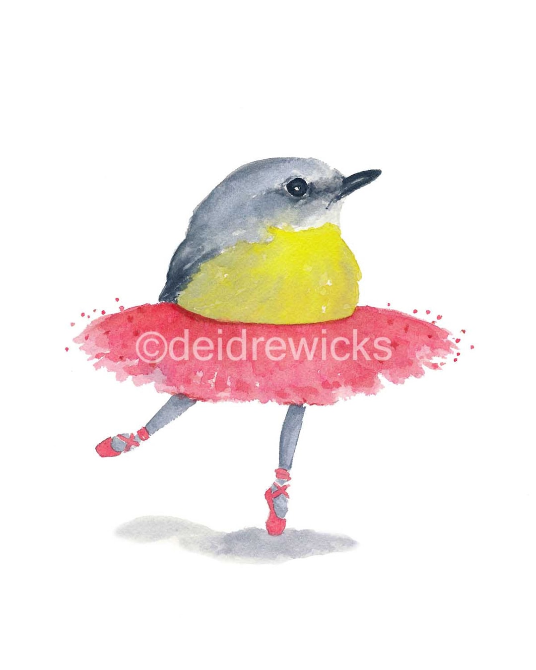 Ballet Bird Watercolour Painting PRINT - Ballerina Robin Birdie Nursery ...