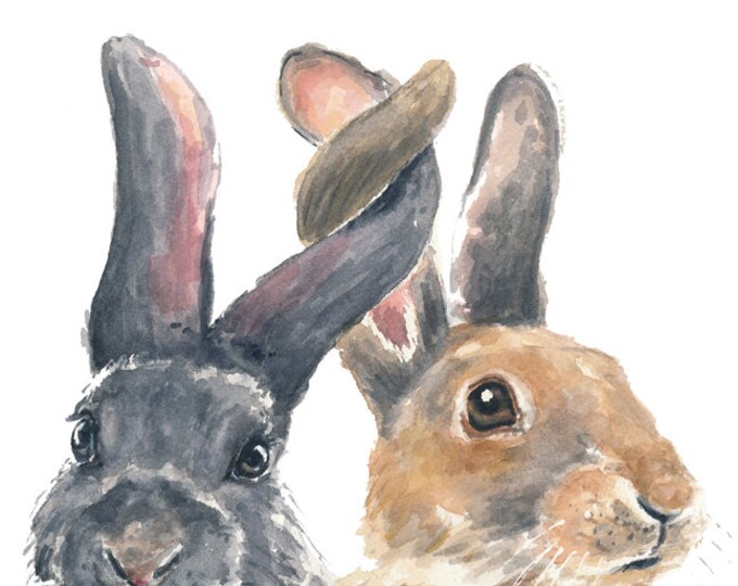 Original Rabbit Watercolor Painting Bunny Rabbit, 8x10 Watercolour ...