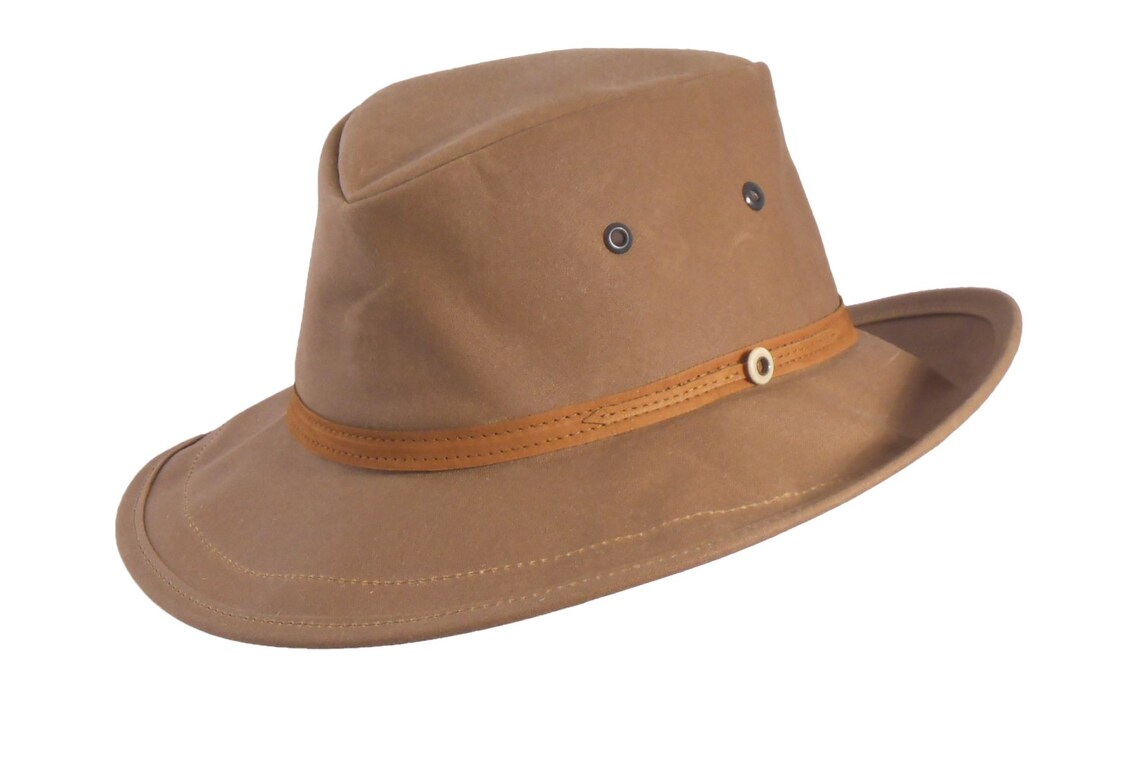 Wax Cotton Hat Styled for Men and Women, Vintage Button on Leather ...