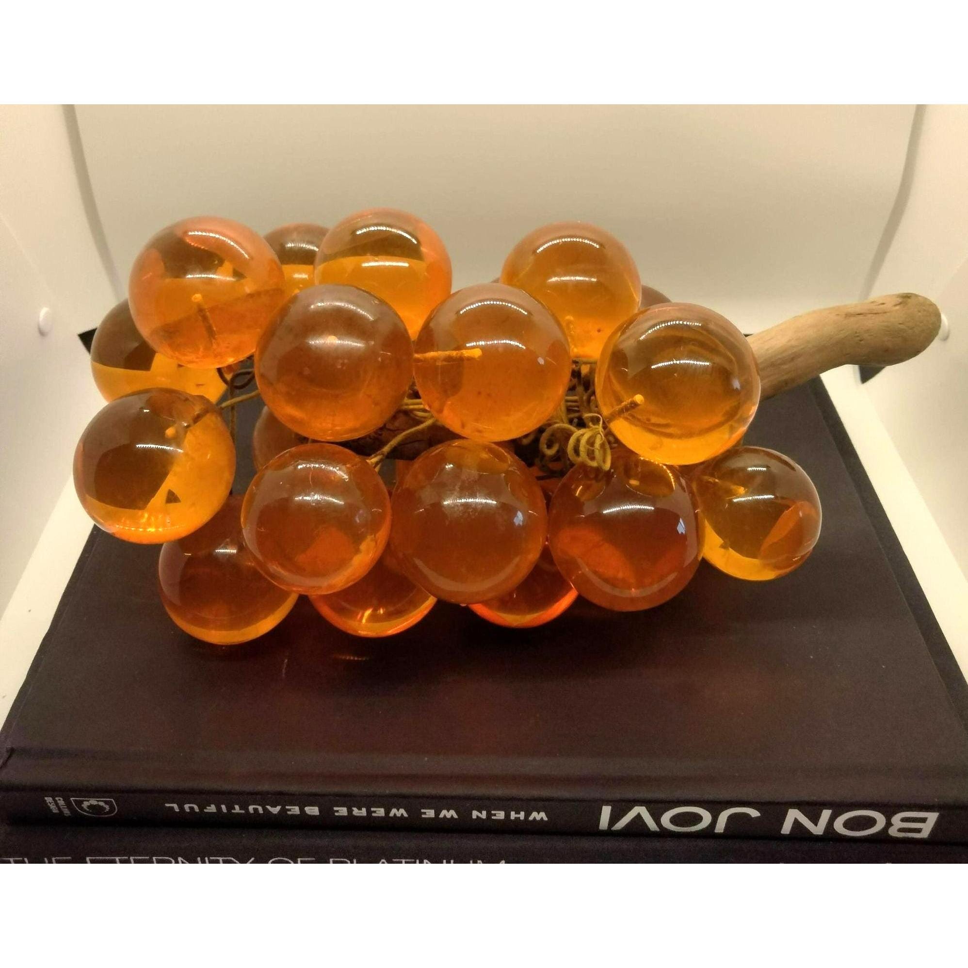 Mid Century Modern Lucite Grape Cluster on Driftwood - Etsy
