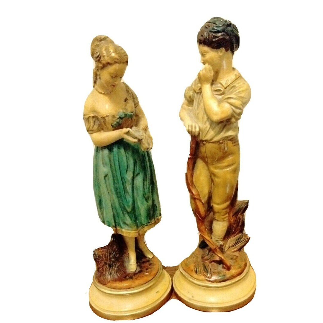 VTG Borghese Chalkware Italian Countryside BOHO Couple Boy & - Etsy