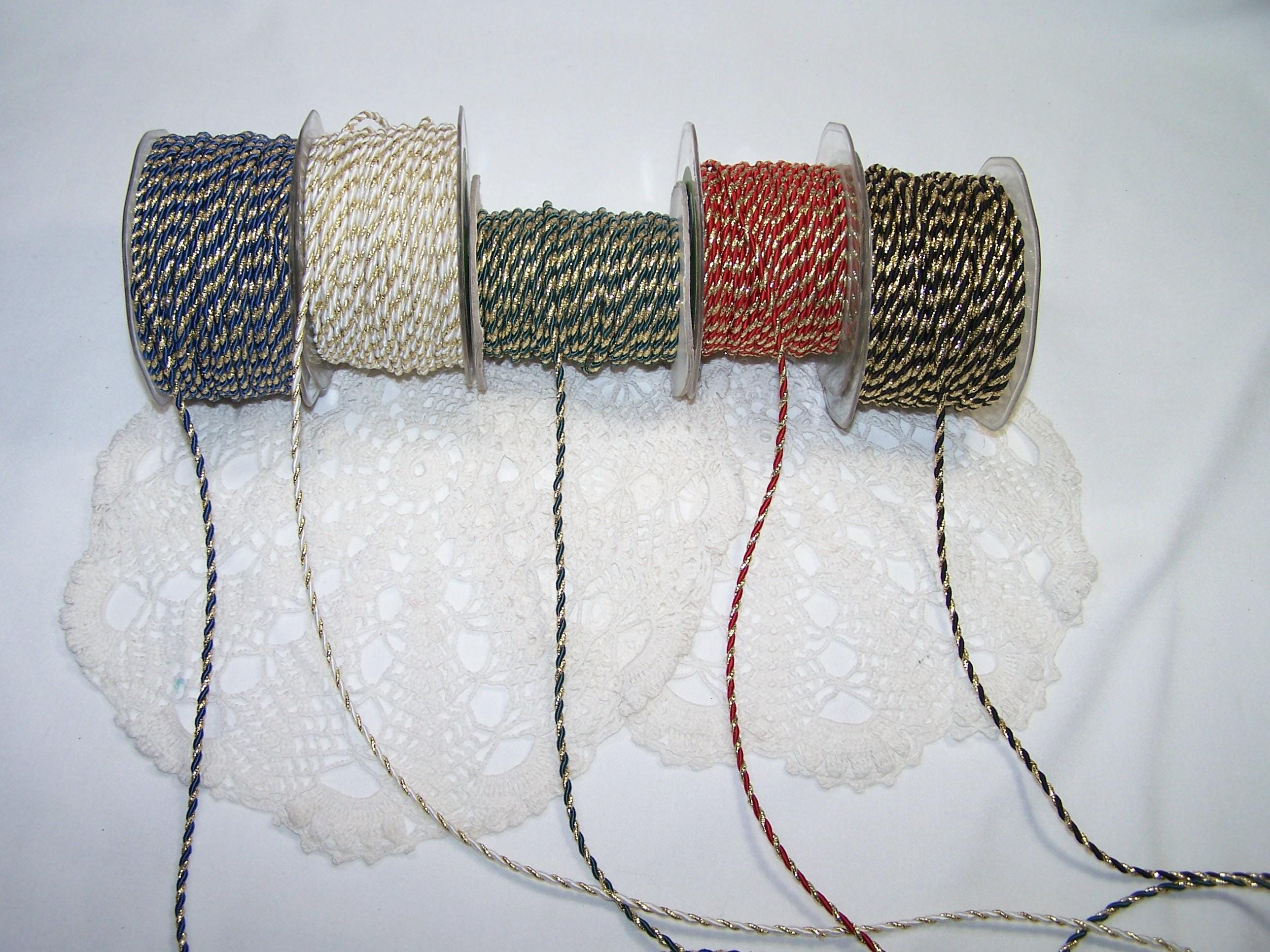 5 Yards of 1/8 Inch Metallic Gold Twisted Colored Nylon Cording: Red ...