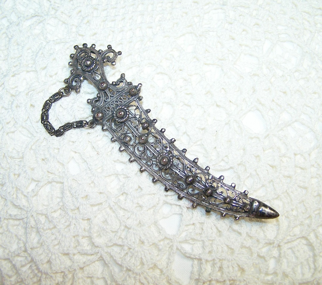 Filigree Silver Sword and Sheath Brooch Ornate Vintage Jewelry - Etsy