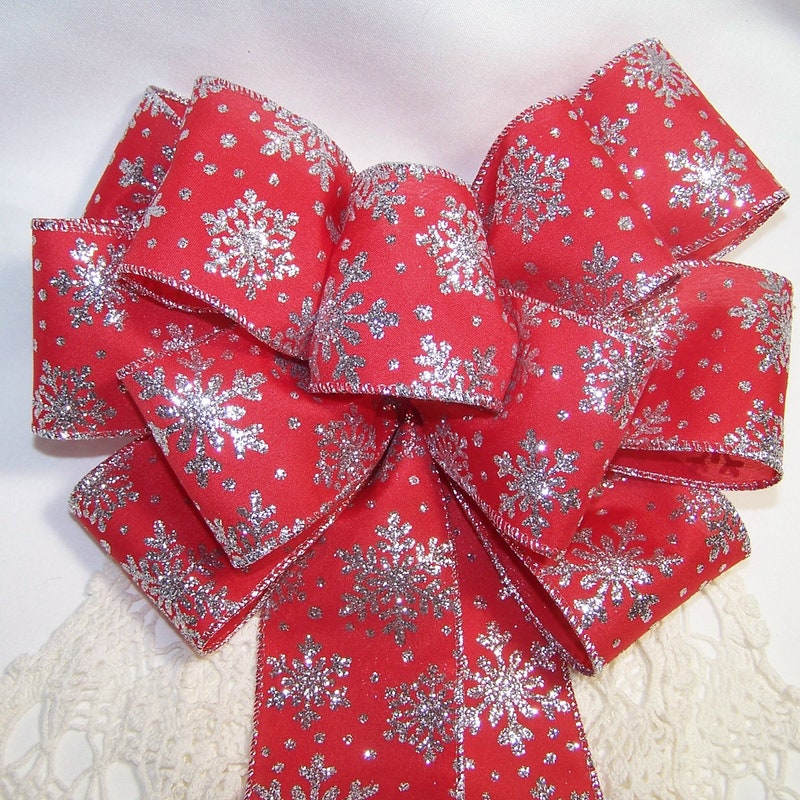 Red and Silver Bow - Etsy