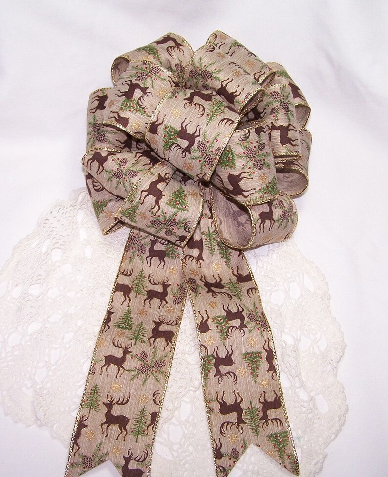 Reindeer Ribbon Christmas Deer Bow Brown Burlap Ribbon Great - Etsy