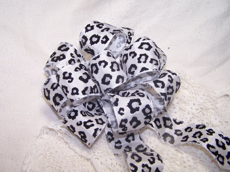 Round Leopard Print Bow Black White Silver Handmade for - Etsy