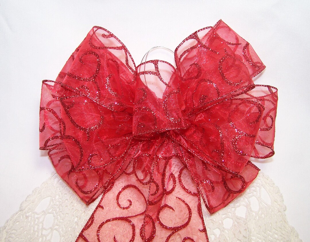 Handmade Red Glitter Swirl Bow: Valentine's Day Wreath Decor - Etsy