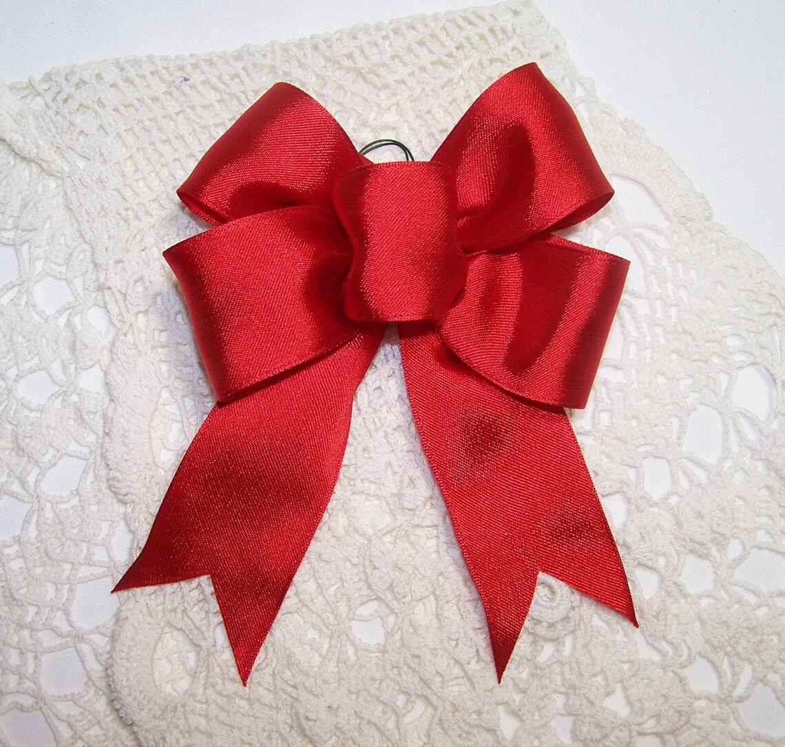 Set of Small Red Satin Bows 4 Inch Across Handmade Great | Etsy