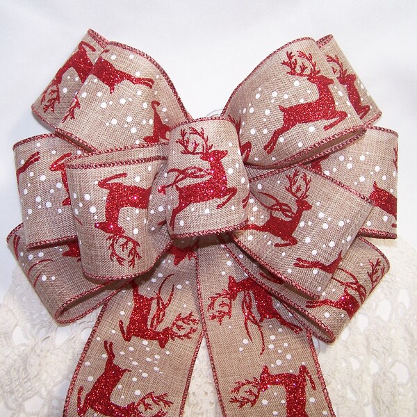 Christmas Reindeer Bow - Etsy