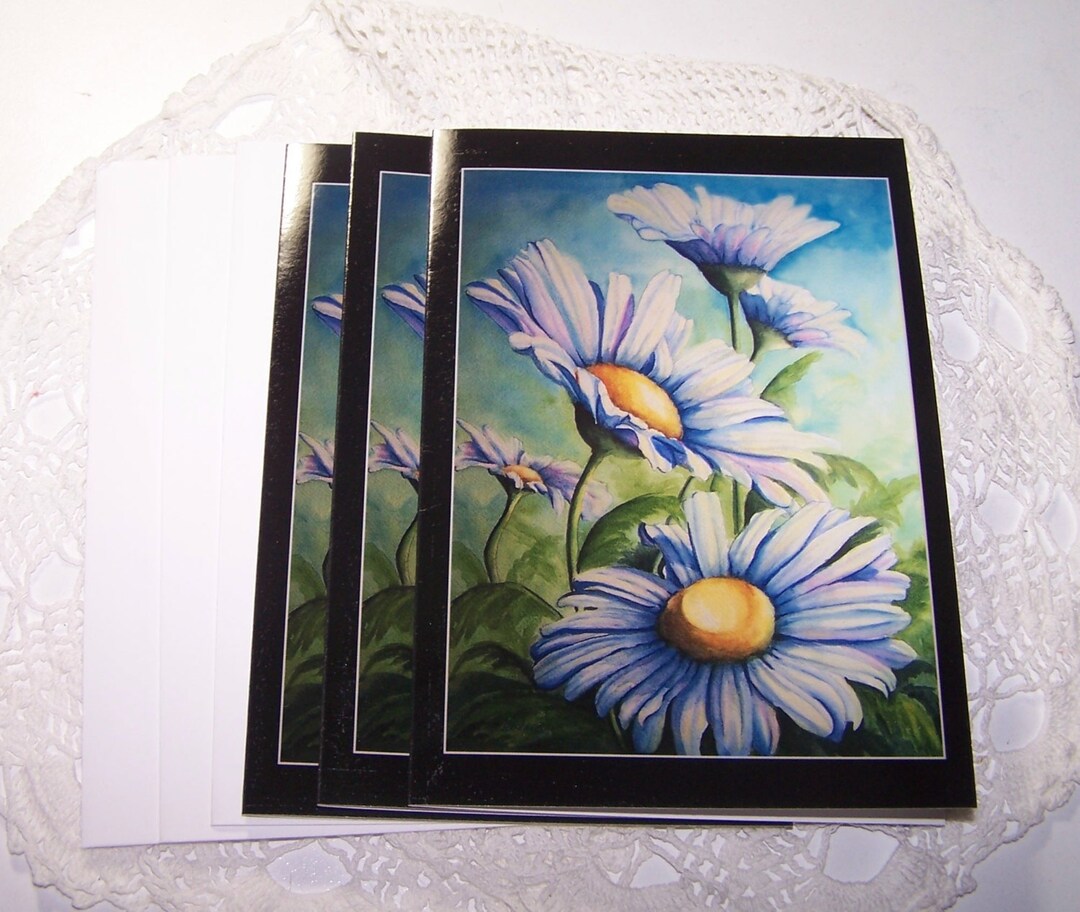 Daisy Greeting Cards 3 Pack Blank Inside Note Card Flower Garden Summer ...
