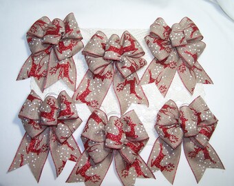 Set of Small Red Satin Bows 4 Inch Across Handmade Great | Etsy