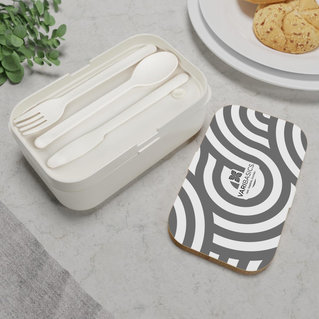 Monochrome Geometric Swirl Bento Lunch Box | Portable Meal Container - Etsy
