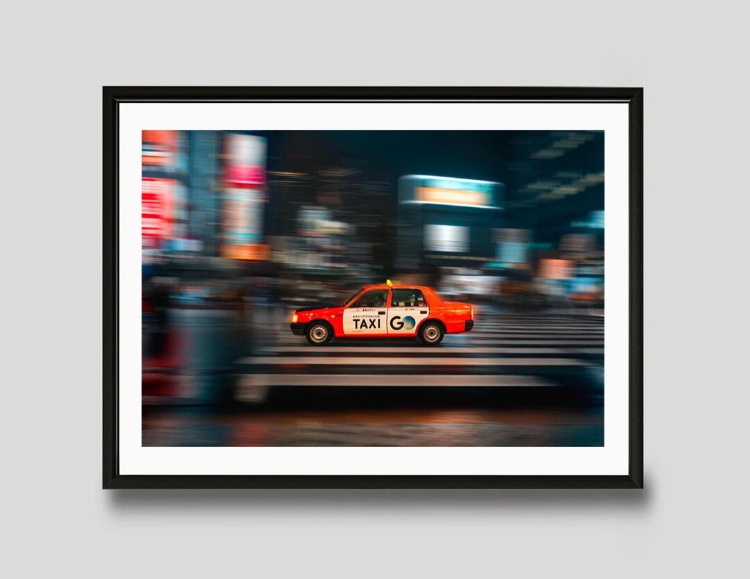 Japan Taxi Wall Art | Shinjuku Panning Shot | Tokyo City Lights Photo ...