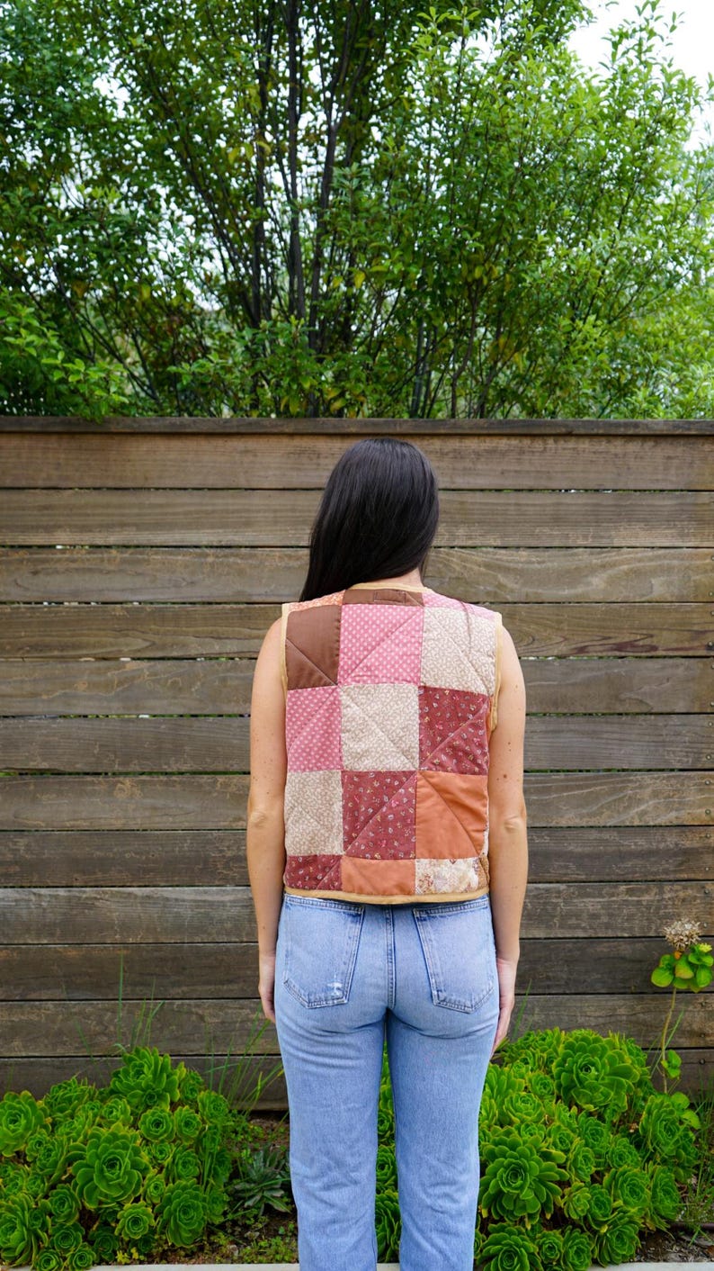Patchwork Quilted Vest Upcycled and Reworked From Cotton Quilt ...