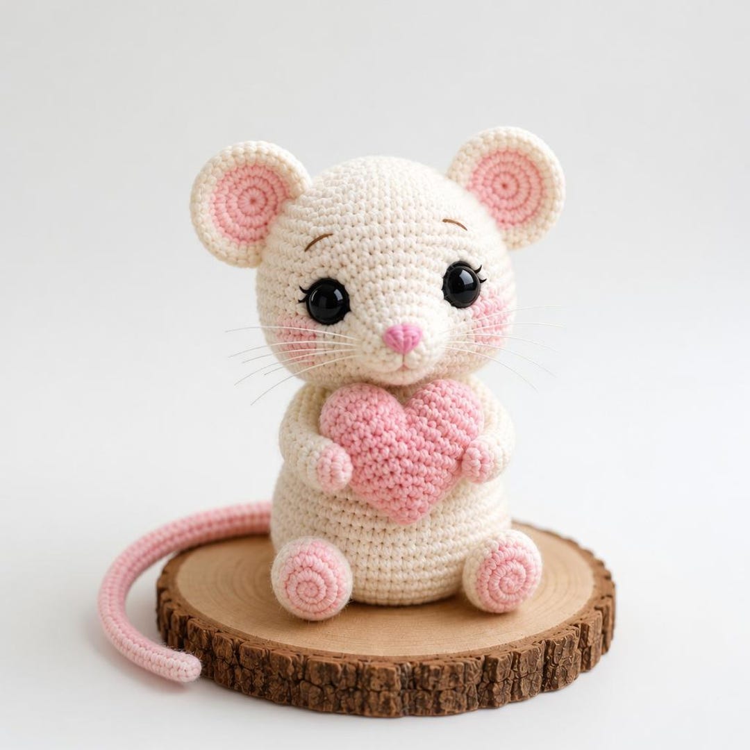 Heart Mouse Amigurumi Crochet Pattern, Kawaii Plush Tutorial (digital ...