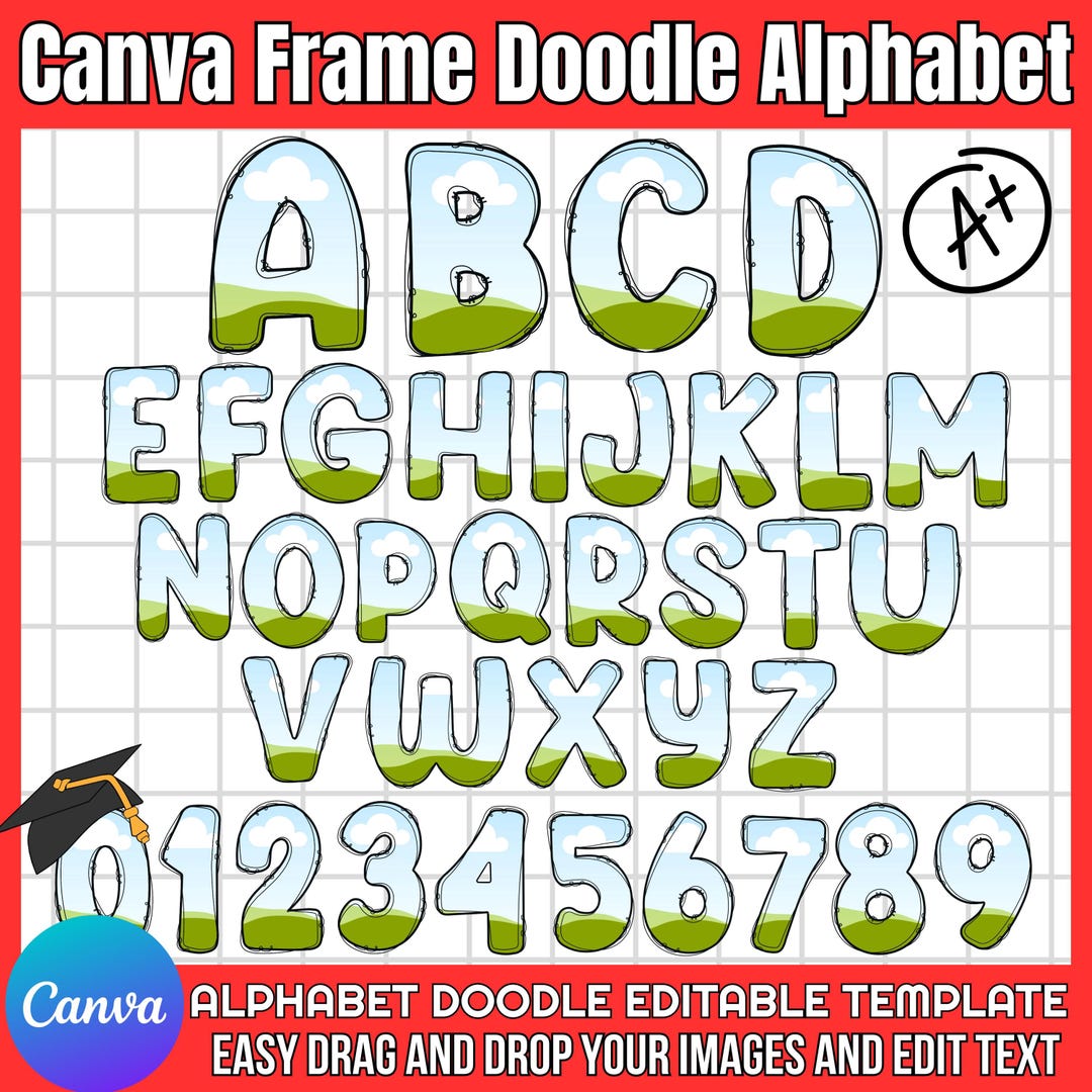 School Alphabet Doodle Letters & Numbers Sublimation PNG, Alpha Doodle ...
