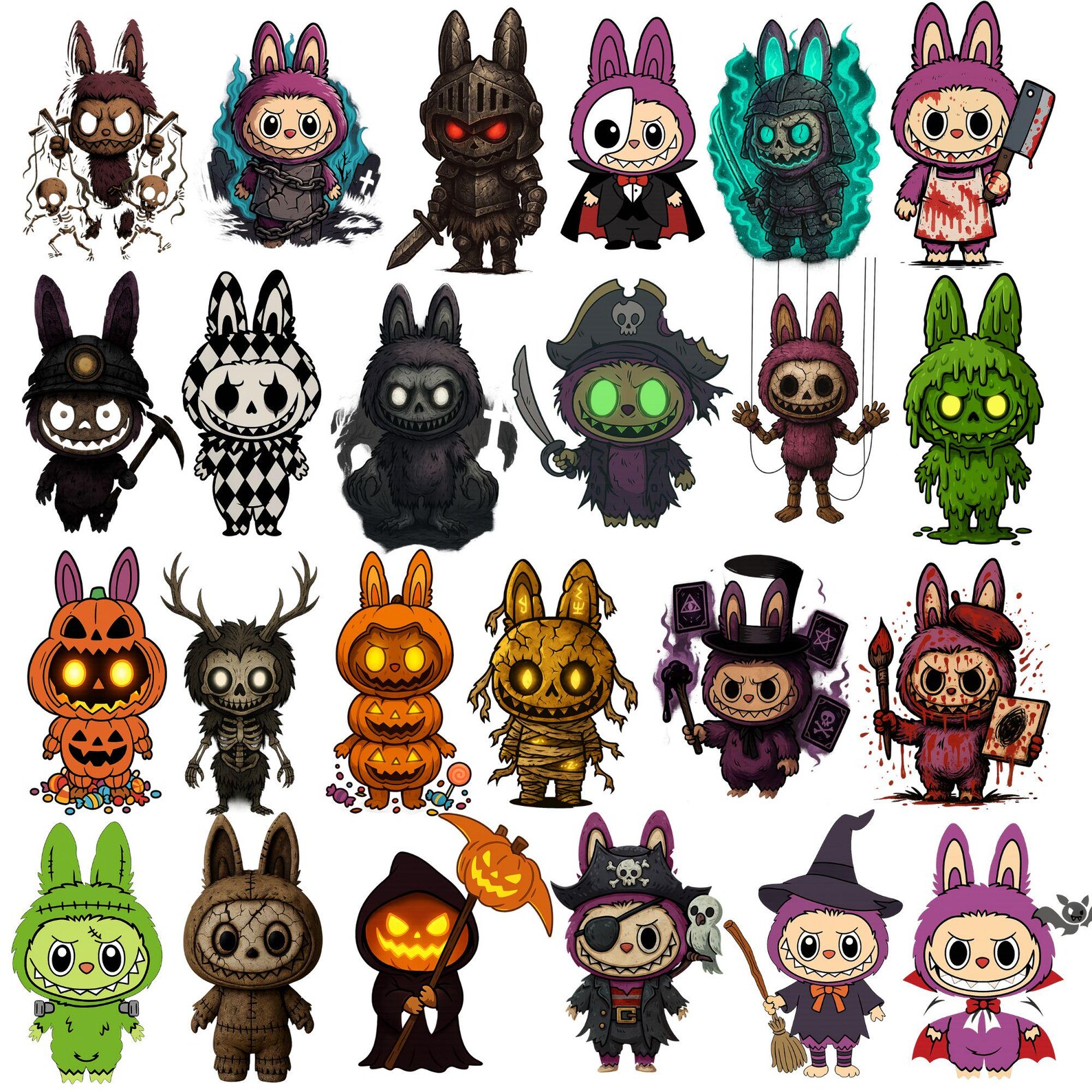 Mega Bundle of Labubu Halloween PNG | Cute Spooky Character PNG Bundle ...