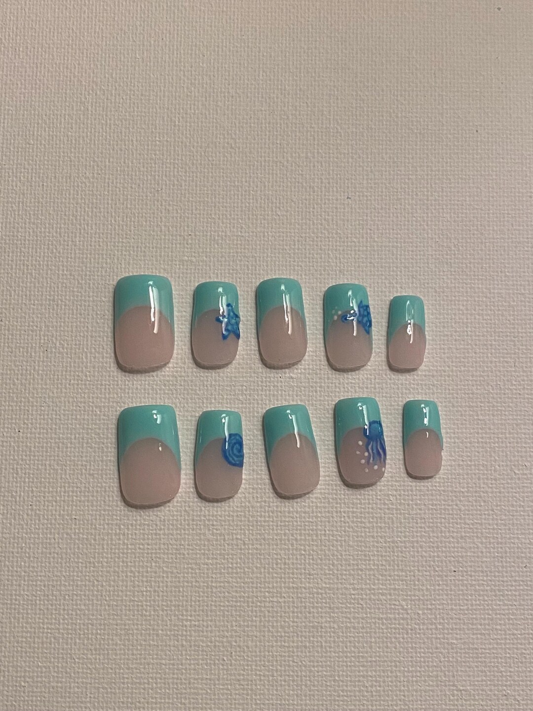 Sea Creature Press on Nails: Ocean Theme 10-piece Set - Etsy