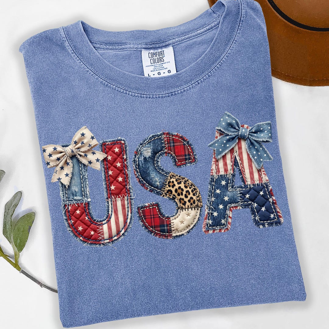 USA American Flag Shirt, FAUX Patchwork 4th of July Comfort Colors ...