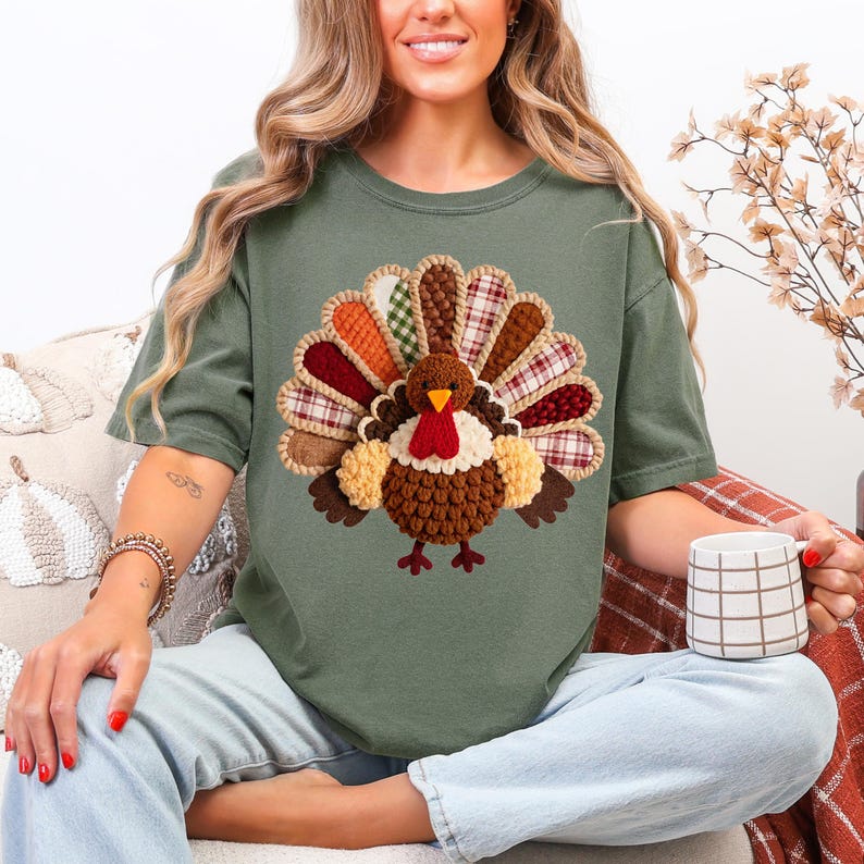Thanksgiving Turkey Sweatshirt, Print Crochet Turkey Sweatshirt ...