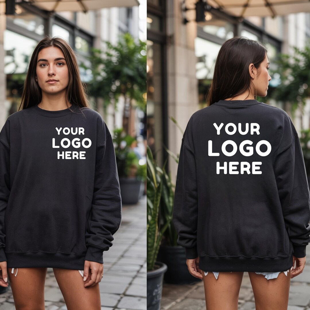 Custom Logo Sweatshirt, Your Business Logo or Brand Logo, Front and ...