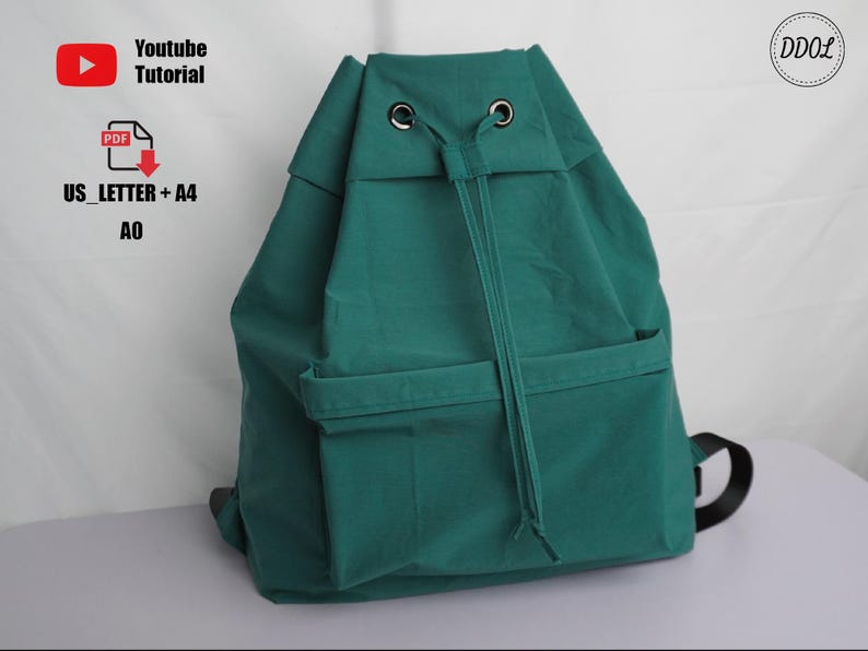 Cinch Peak Backpack PDF Sewing Pattern, Drawstring Backpack, Front ...