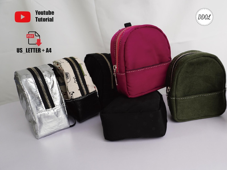 Mini Backpack Keychain Sewing Pattern: Doll Bag Zipper Charm (PDF ...
