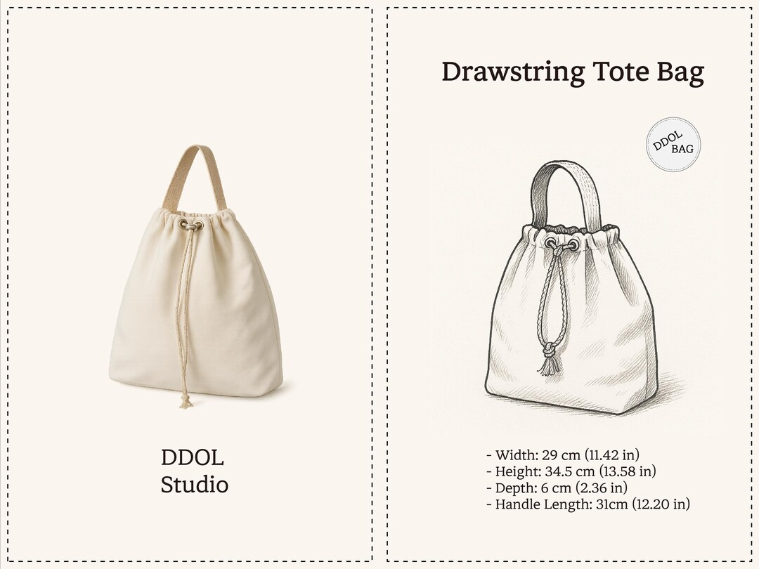 Drawstring Tote Bag PDF Sewing Pattern: Beginner DIY Project - Etsy