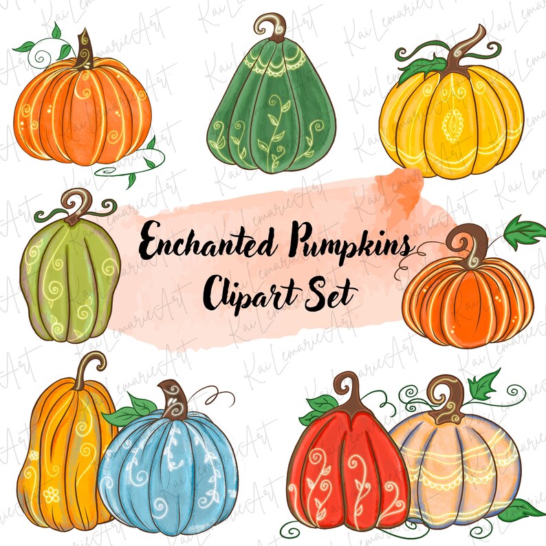 Pumpkin Clipart | Fall PNG;JPEG Bundle | Enchanted Pumpkins Set - Etsy