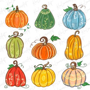Pumpkin Clipart | Fall PNG;JPEG Bundle | Enchanted Pumpkins Set - Etsy