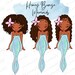 Ethnic Mermaid Clip Art: Hand-drawn Afro Mermaid Illustrations (PNG ...