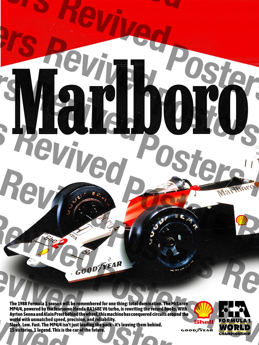 Vintage F1 Mclaren MP4/4 Senna Poster Car Print, Art, Honda, Birthday ...