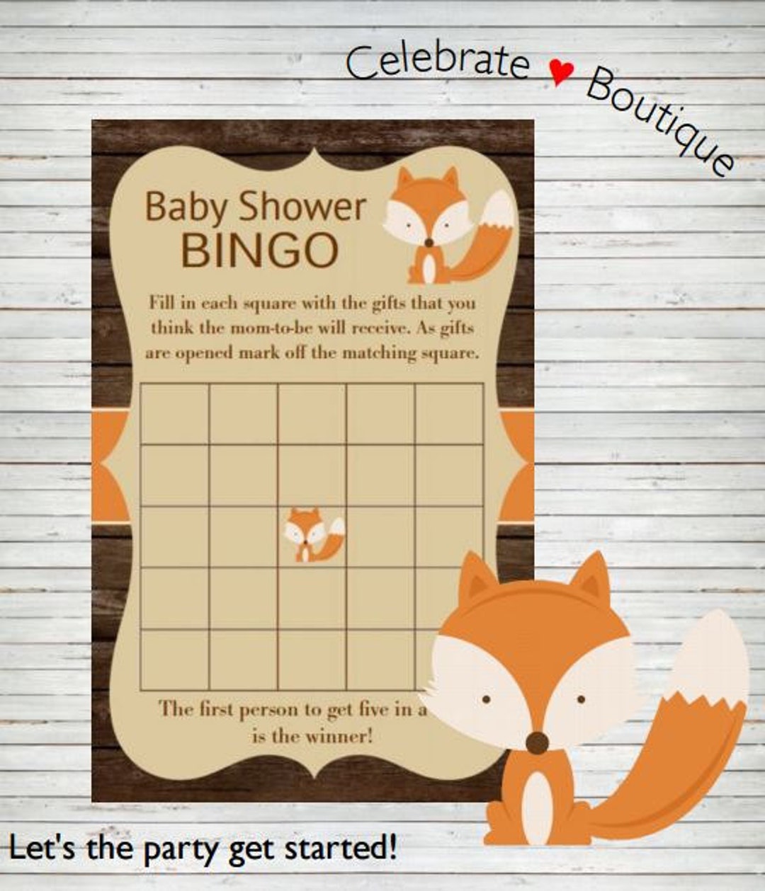 Fox Bingo Game Woodland Baby Shower Woodland Bingo Game - Etsy Finland